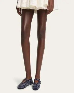 Alaïa Crystal-studded Suede Ballerina Flats