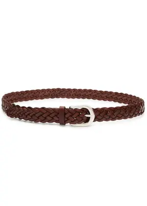 Anderson's Woven Leather Belt - Brown