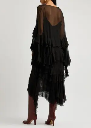 Chloé Layered Silk-chiffon Midi Dress