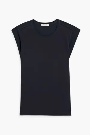 Rag & Bone Poplin-trimmed Cotton-jersey Top - Navy