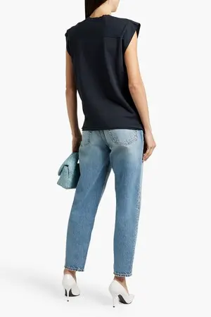 Rag & Bone Poplin-trimmed Cotton-jersey Top - Navy