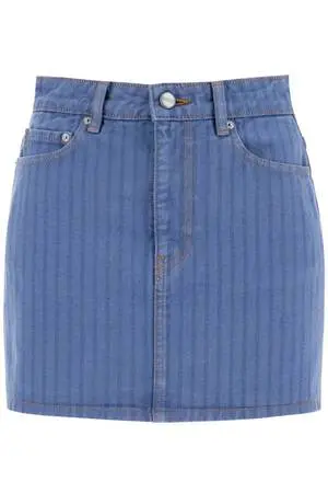 GANNI GANNI Striped Overdyed Denim Mini - Blue