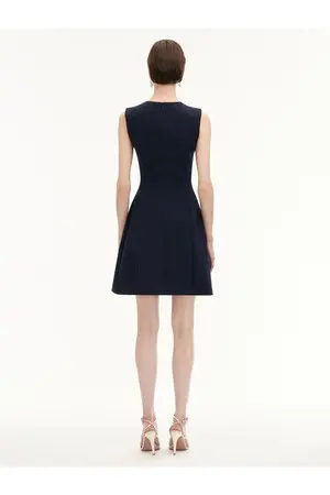 Oscar De La Renta Bow Button Split Skirt Dress