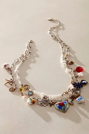 Free People Maxamillion Charm Necklace New Candy
