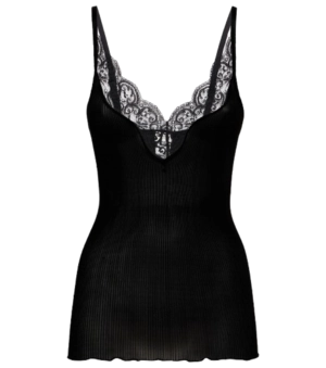 Saint Laurent Lace-trimmed Silk Tank Top - Black
