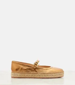 GIANVITO ROSSI Elda Metallic Leather Espadrilles - Gold