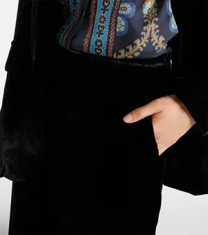 Etro Velvet Straight-leg Trousers - Black