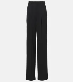 Saint Laurent High-rise Wool Wide-leg Pants - Black