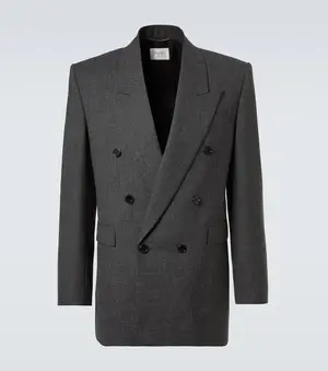 Saint Laurent Double-breasted Wool Blazer - Grey