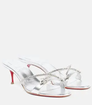 CHRISTIAN LOUBOUTIN Queen 55 Embellished Sandals - Silver