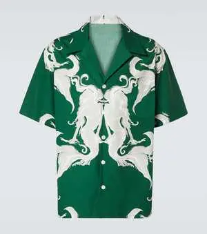 Valentino Garavani Printed Cotton Poplin Bowling Shirt
