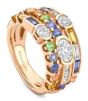 BOODLES Diamond, Tsavorite And Sapphire Ring - Rose Gold