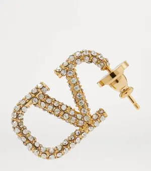 Valentino Garavani Crystal Vlogo Signature Hoop Earrings - Gold