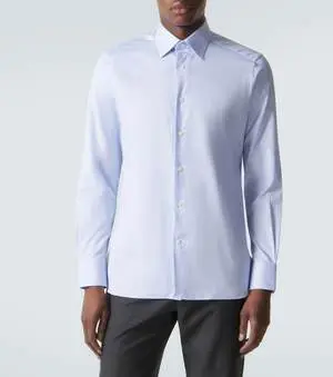 Zegna Cotton Oxford Shirt - Blue