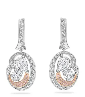 BOODLES Platinum, Rose Gold And Diamond National Gallery Motherhood Earrings - Silver