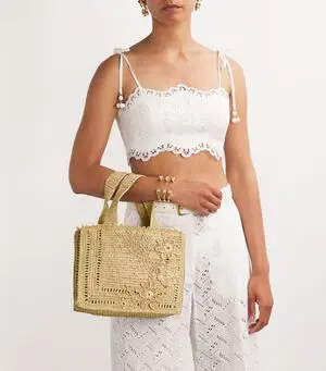 Zimmermann Raffia Floral Tote Bag