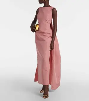 Oscar De La Renta Caped Silk Faille Gown