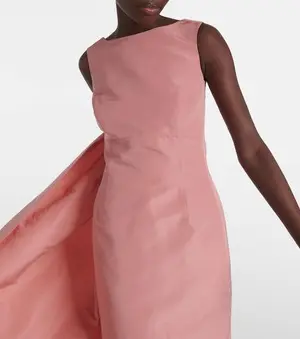 Oscar De La Renta Caped Silk Faille Gown