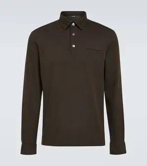 Zegna Cotton Polo Sweater - Brown