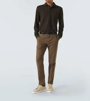 Zegna Cotton Polo Sweater - Brown