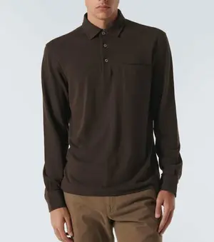 Zegna Cotton Polo Sweater - Brown