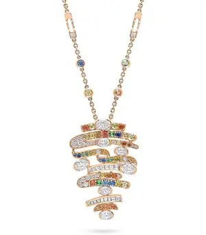 BOODLES Diamond, Sapphire, And Tsavorite Play Of Light Pendant Necklace - Rose Gold