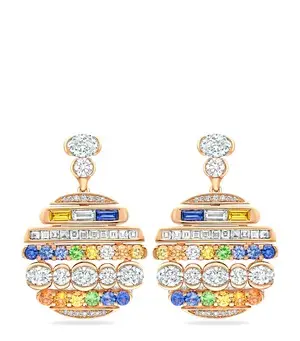 BOODLES Diamond, Sapphire, And Tsavorite Drop Earrings - Rose Gold