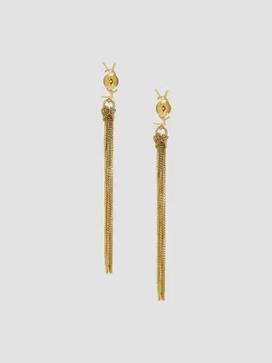 Saint Laurent Cassandre Tassel Earrings In Metal - Gold