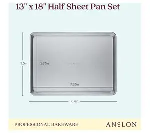 ANOLON Pro-bake Aluminized Steel 2pc Half Sheet Baking Pan Set