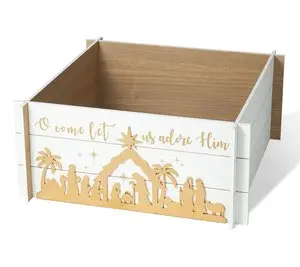 GLITZHOME 24' Wooden Nativity Scene Tree Collar