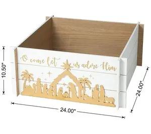GLITZHOME 24' Wooden Nativity Scene Tree Collar