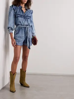 Isabel Marant Idety Ruffled Lenzing™ Lyocell Chambray Shirt