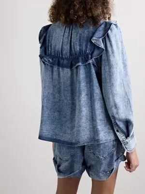 Isabel Marant Idety Ruffled Lenzing™ Lyocell Chambray Shirt
