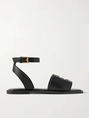 Givenchy 4g Liquid Logo-embossed Leather Sandals - Black