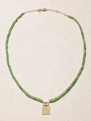 DIANE KORDAS Snake 14-karat Tsavorite And Diamond Necklace - Gold