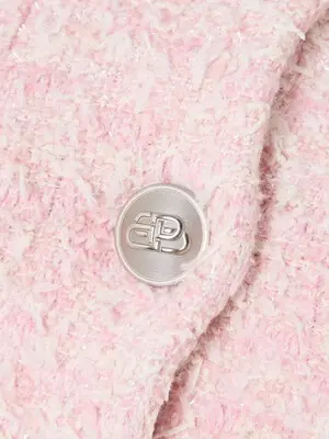 Balenciaga Cropped Metallic Tweed Cardigan - Pink