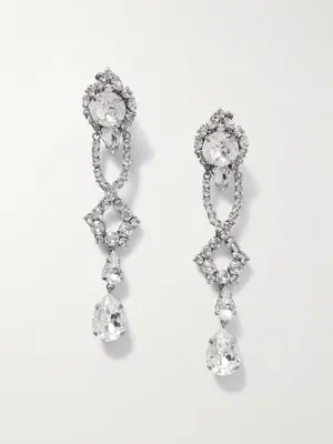 Balenciaga Palazzo -tone Crystal Drop Earrings - Silver