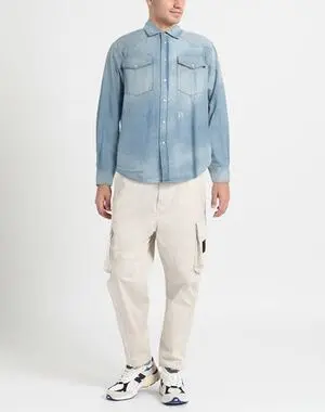 Palm Angels Denim Shirt Size Cotton, Leather - Blue