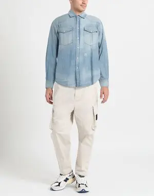 Palm Angels Denim Shirt Size Cotton, Leather - Blue