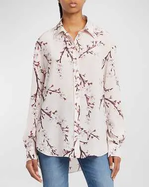 MCQUEEN McQueen Cherry Blossom Print Button-Front Blouse - Pink