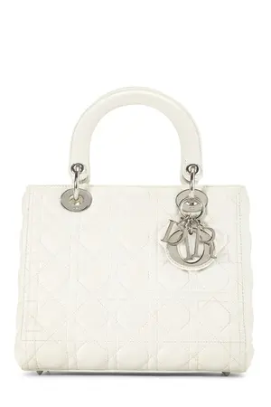 Dior Cannage Quilted Lambskin Lady - White