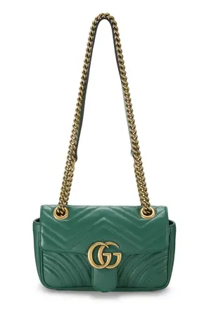 Gucci Leather Gg Marmont Shoulder Bag - Green
