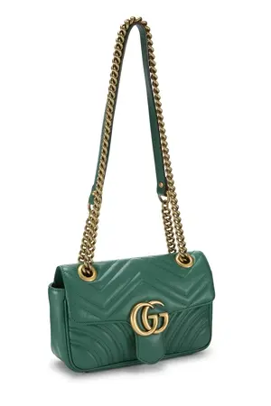 Gucci Leather Gg Marmont Shoulder Bag - Green