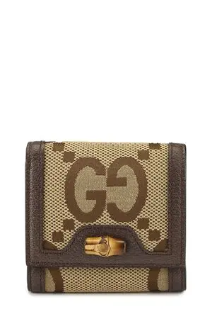 Gucci Jumbo Gg Canvas Diana Compact Wallet Beige