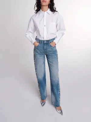 Maje Cotton Embroidered Jeans