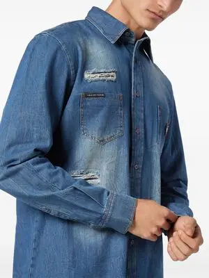Philipp Plein Distressed-effect Denim Shirt