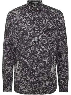 Philipp Plein Tattoo-print Long-sleeve Shirt