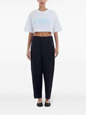 Marni Logo-embroidered Tapered Trousers - Blue