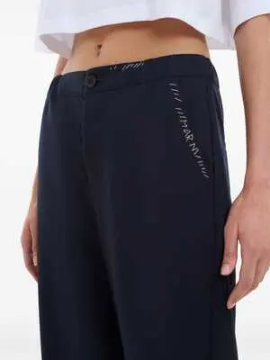 Marni Logo-embroidered Tapered Trousers - Blue