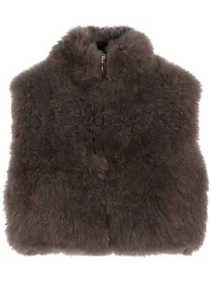 LISKA Fur-design Cashmere Gilet - Brown